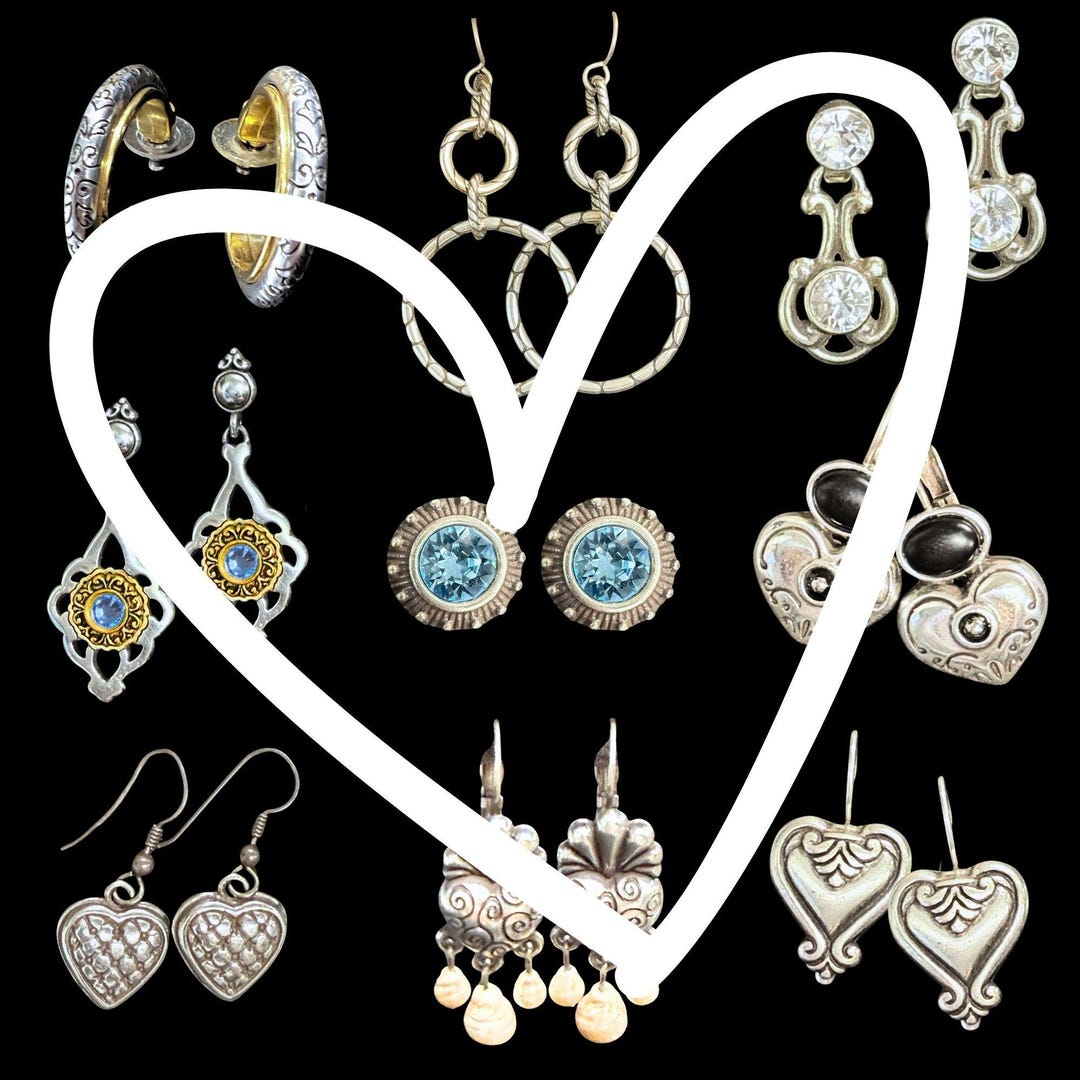 Brighton Vintage Earrings | Choice of Colorful Silver Plate Jewelry ...