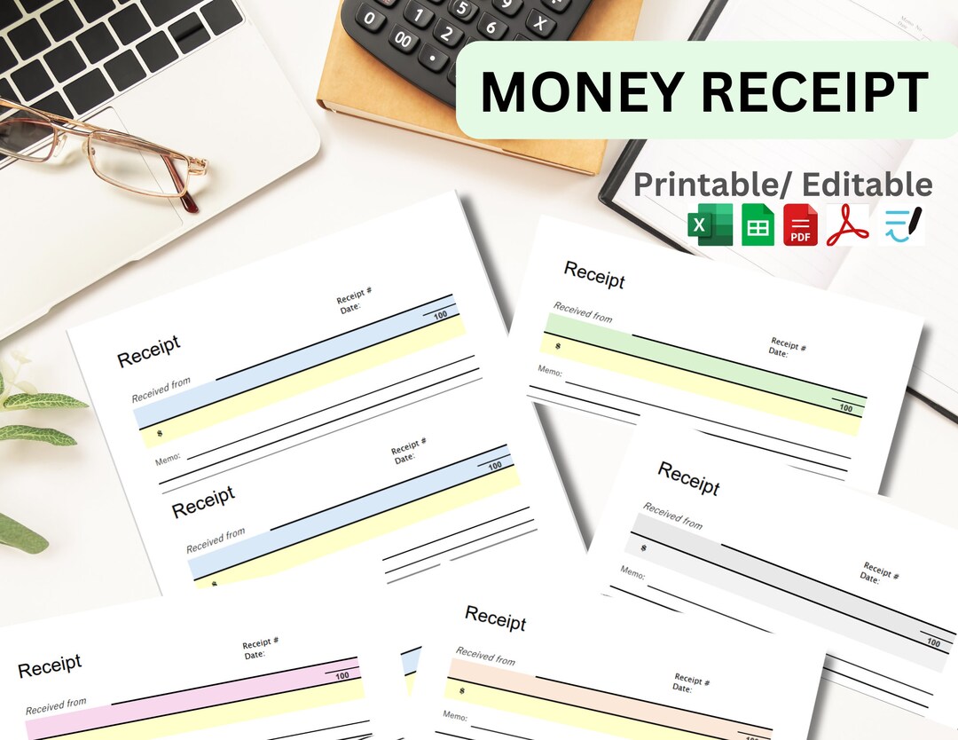 Money Customer Cash Receipt Template Form Cozy Colors Printable and ...