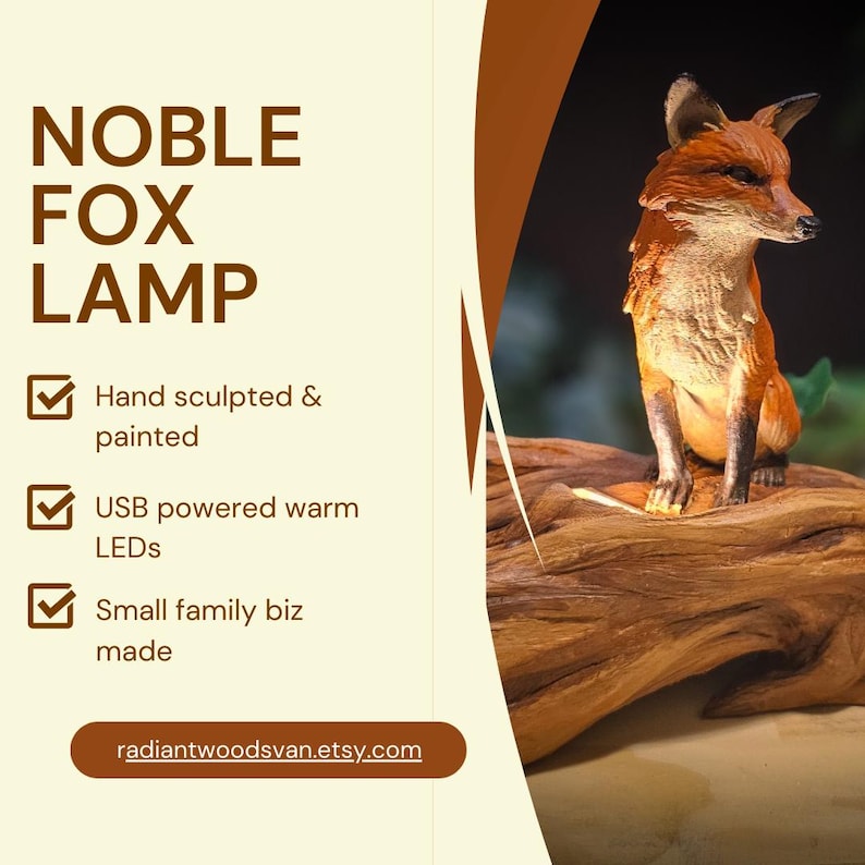 Fox Night Light, Woodland Nursery Lamp, Hand‑painted 3D Printed LED ...