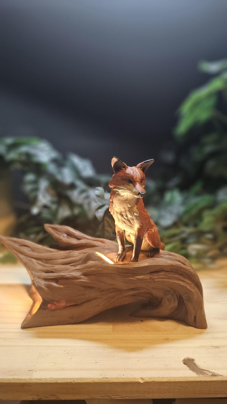 Fox Night Light, Woodland Nursery Lamp, Hand‑painted 3D Printed LED ...
