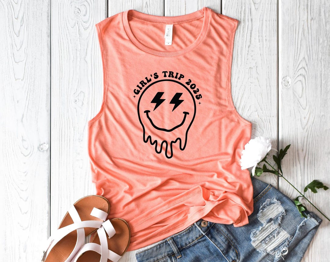 Girls Trip 2025 Tank Top, Happy Face Girls Tank Top, Happy Face Girls ...