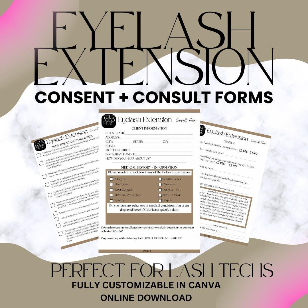 Lash Consent Form DUO BUNDLE, Lash Client Intake, Eyelash Extension ...
