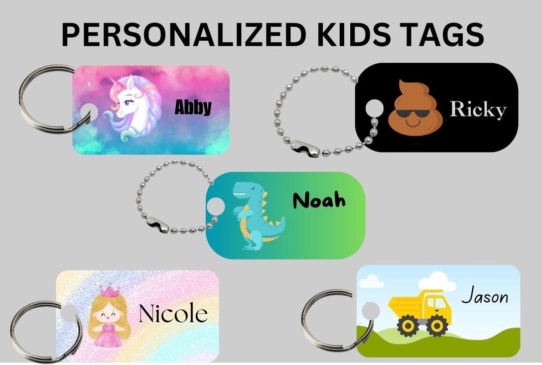 Personalized Kids Name, Tags, Name Tags, Bag Tags, Customized Tags ...