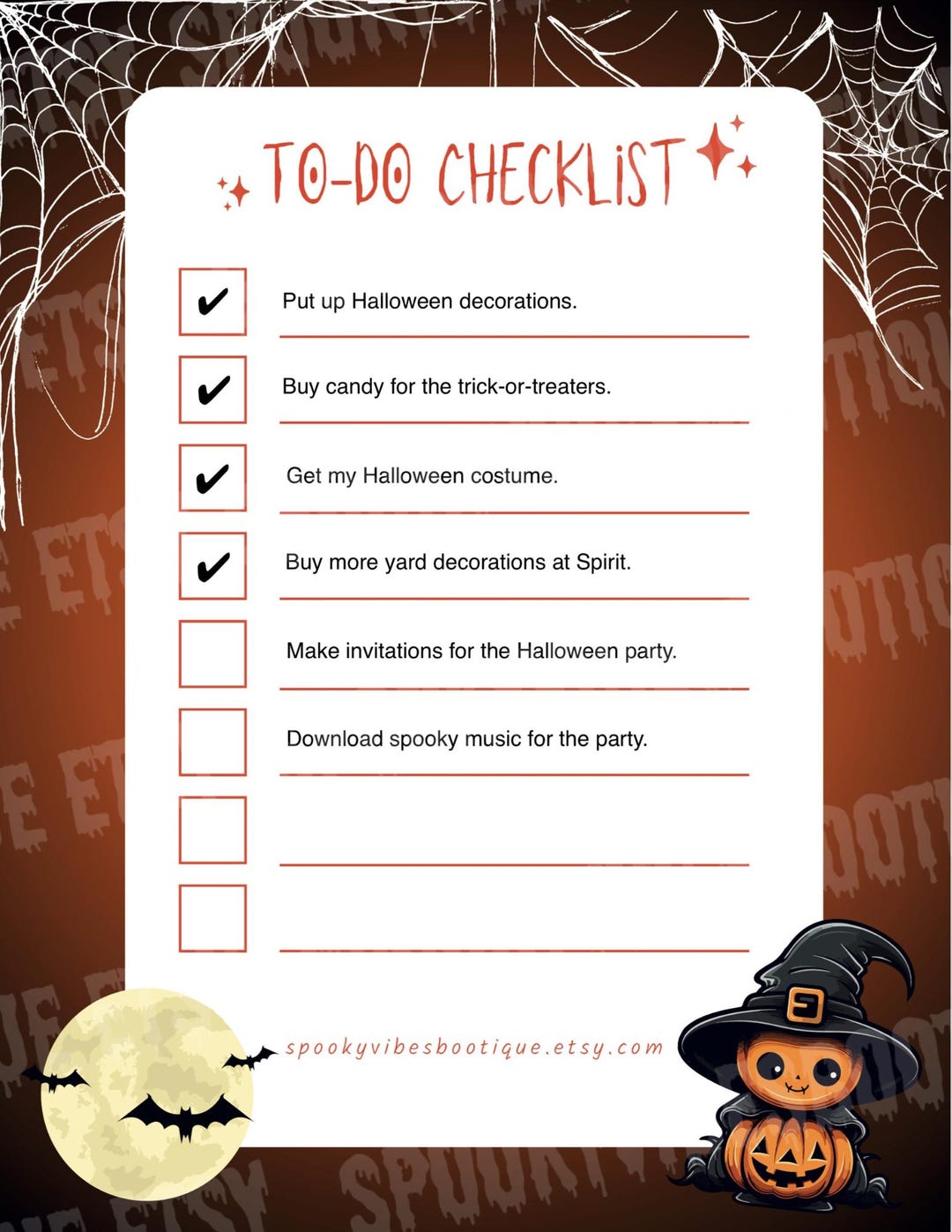 Printable to Do List, Halloween Spooky Checklist, Fillable To-do Sheet ...