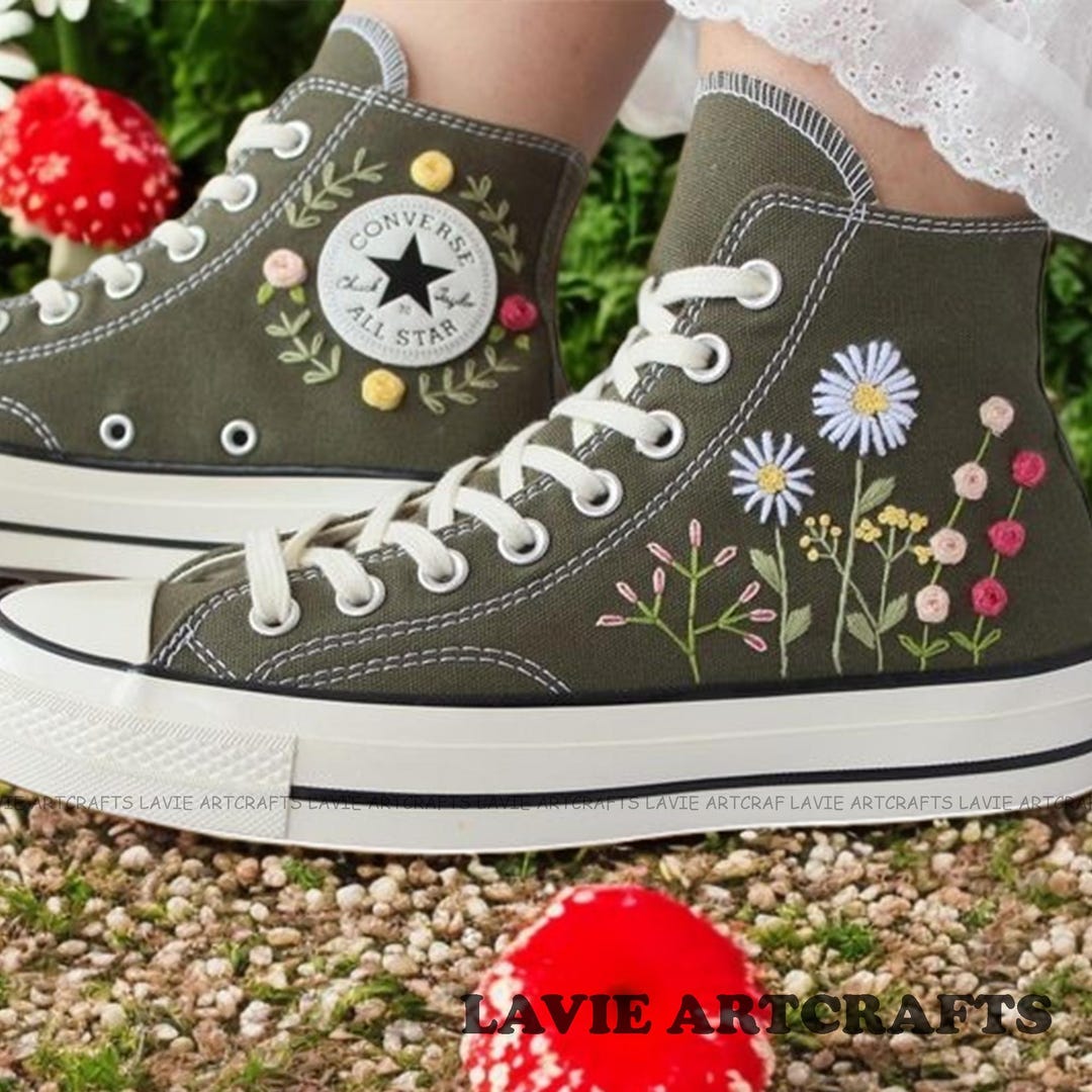 Daisy Flower Converse, Custom Converse Chuck Taylor Flower, Converse ...