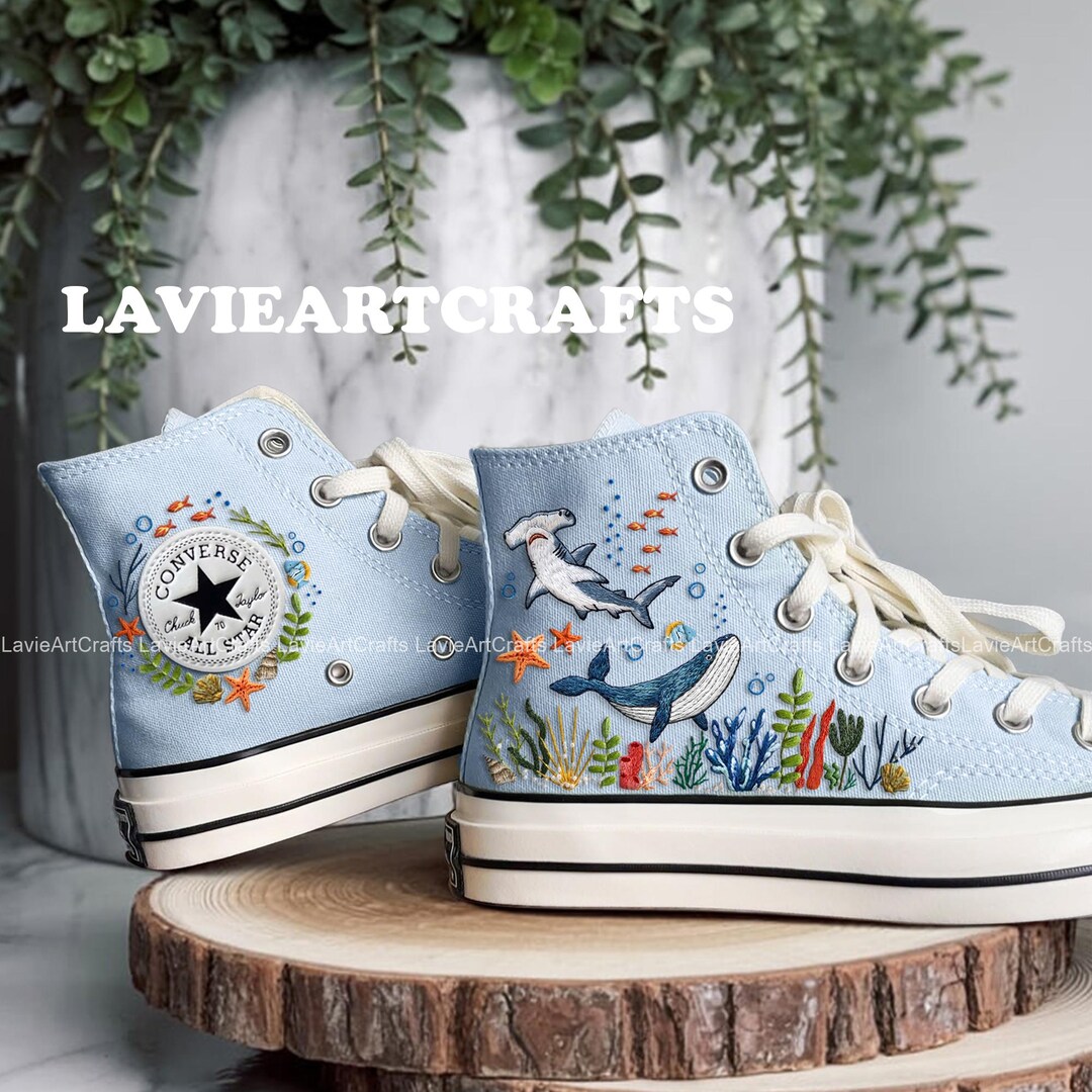 Hammerhead Shark Converse, Custom Converse Chuck Taylor 1970s, Ocean ...