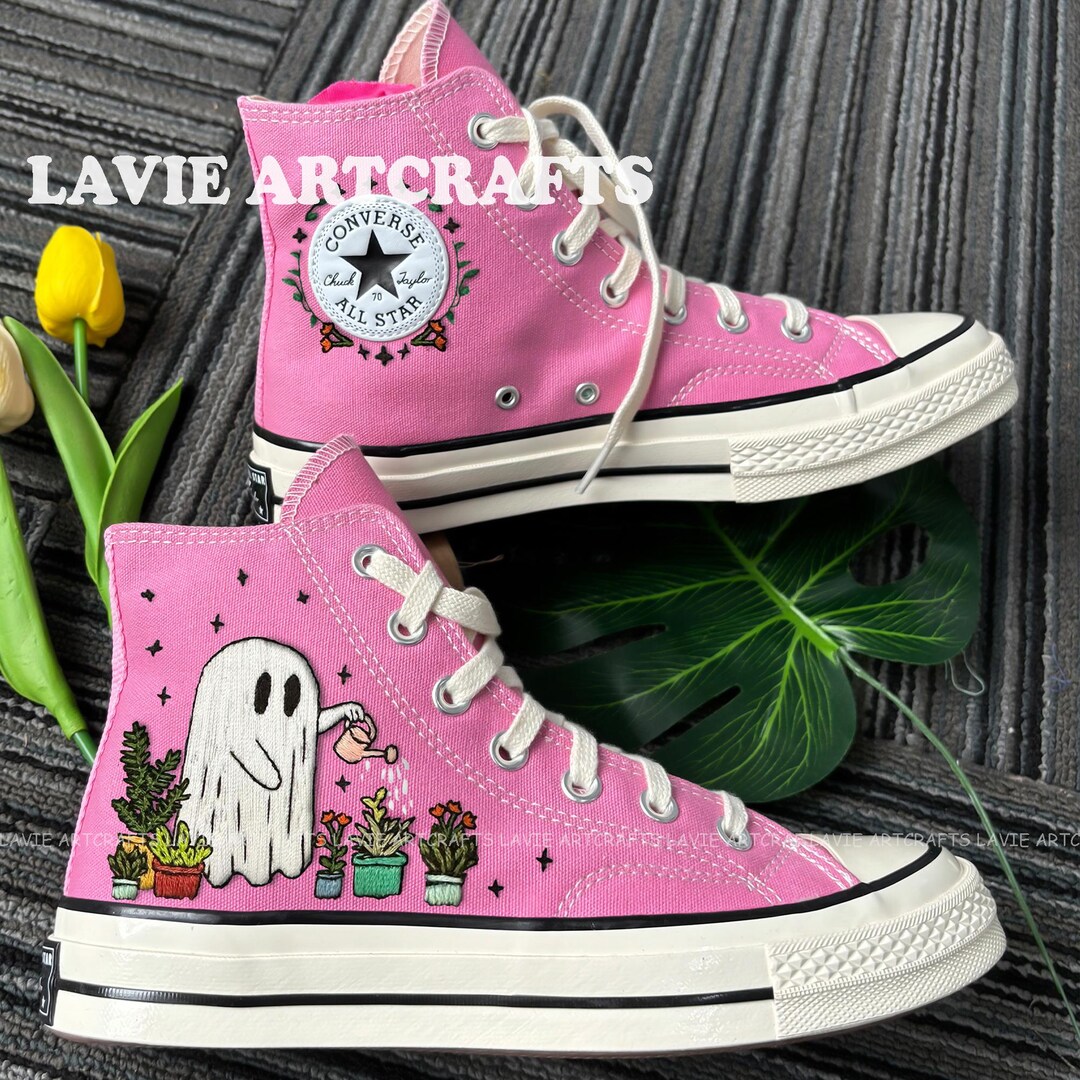 Ghost Garden Embroidered Converse, Cute Ghost Embroidered Shoes ...