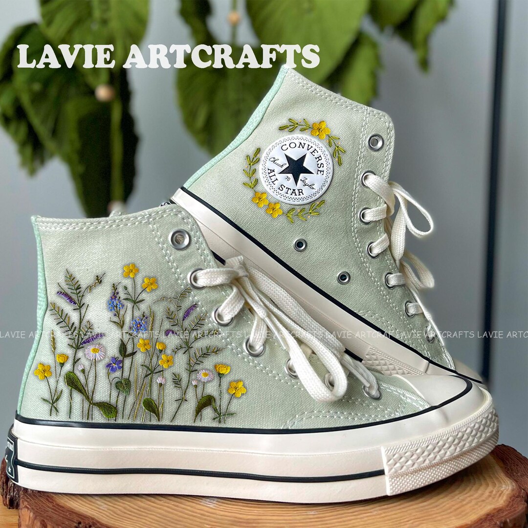 Tiny Flower Embroidered Converse, Flower Garden Embroidery Converse ...