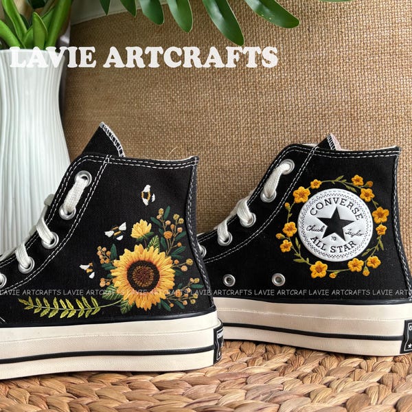 Sunflower Converse - Etsy
