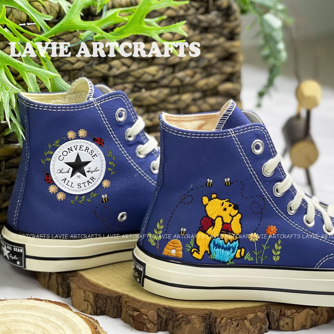 Bear Embroidered Converse, Po.oh Honey Bear Embroidered Sneaker, Custom ...
