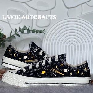Universe and Star Converse, Custom Embroidered Sneakers, Planets, Stars ...
