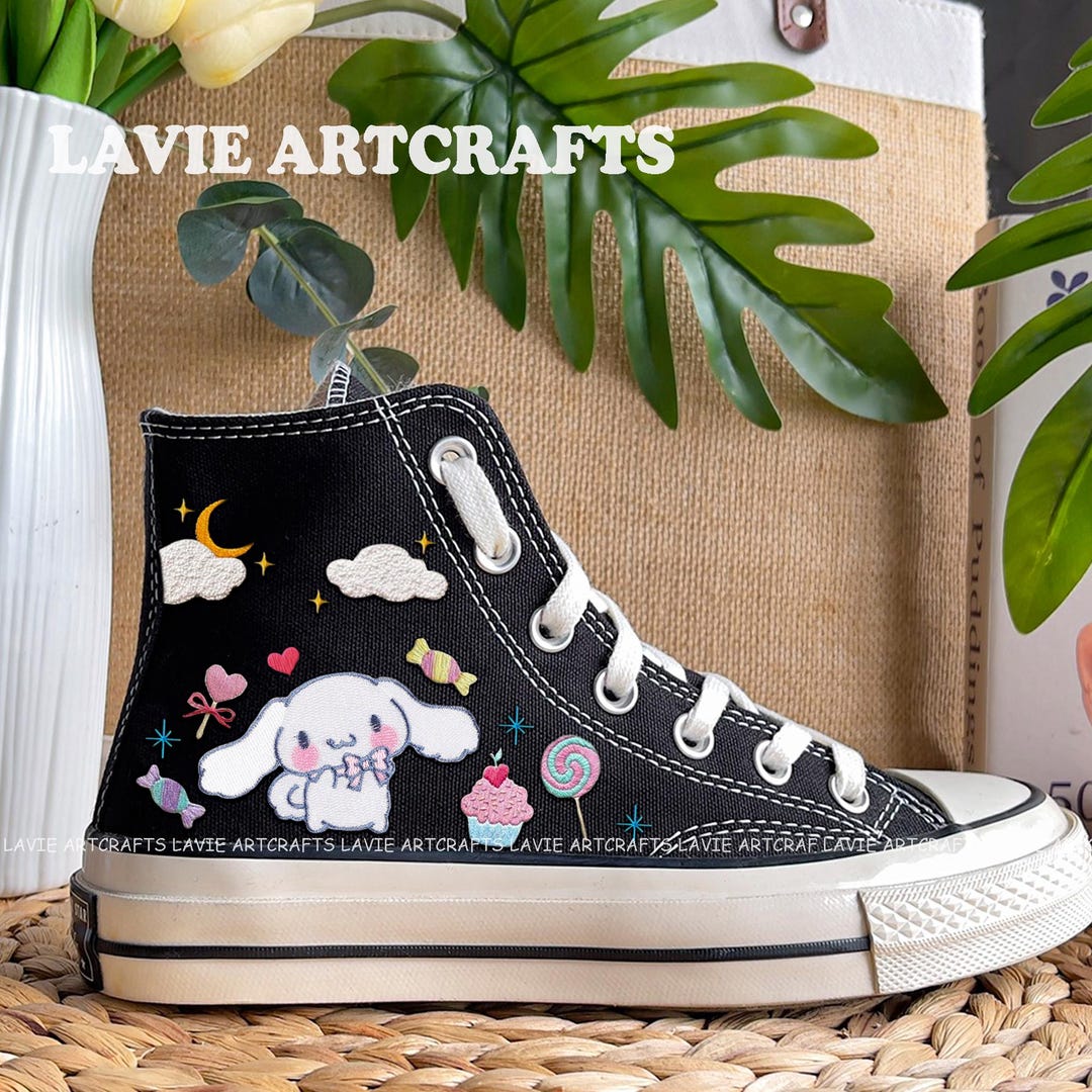 Cinnamom Embroidered Converse, Custom Cinnamom Kawaii Embroidered ...