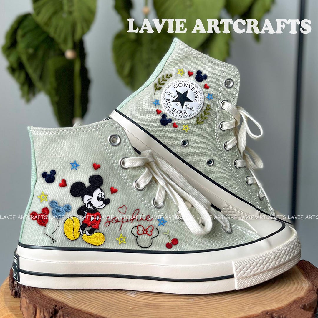 Cute Mouse Disney Embroidered, Custom Disney Character Converse ...