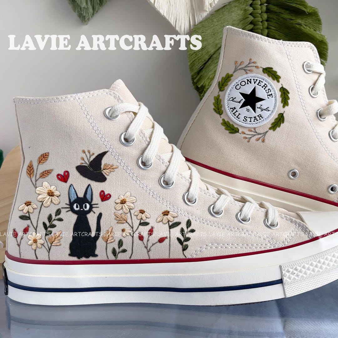 Cat and Flower Embroidered Converse, Neig.hbor Embroidered Converse ...