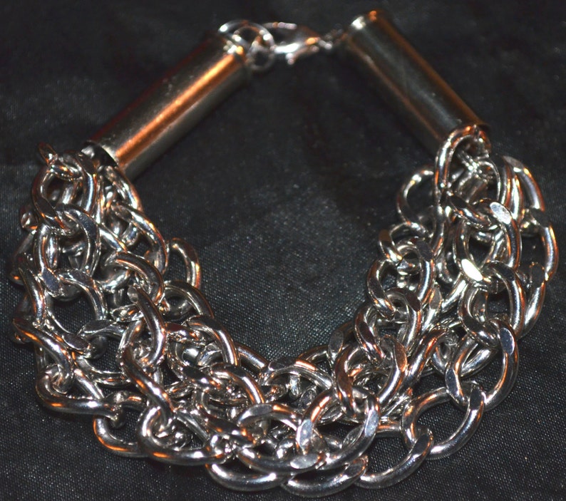 Storm Upcycled Bullet Casing and Chains Statement Bracelet - Etsy