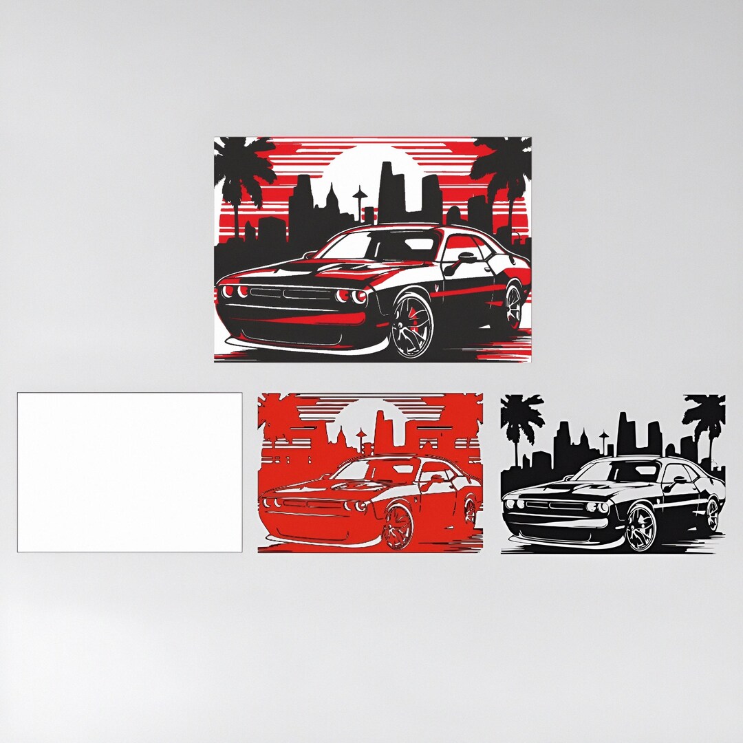 Wooden Painting, Dodge Challenger, Multi-layered Wooden Painting, Dodge ...