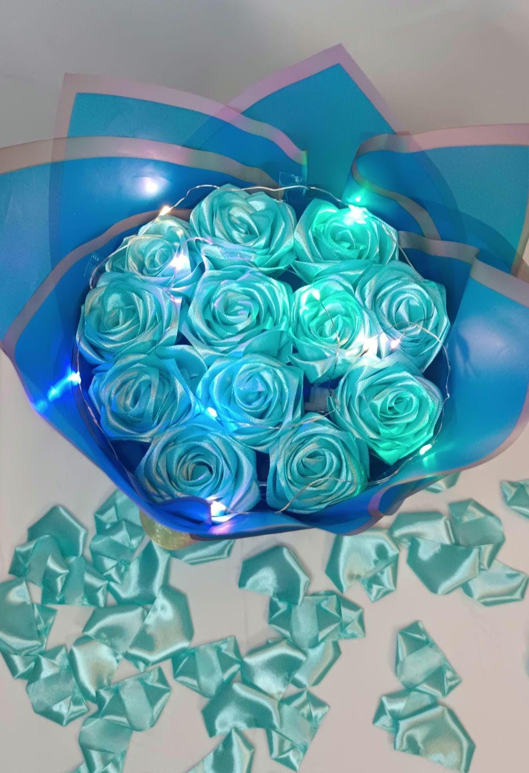 Forever Rose Bouquet W/ Fairy Lights - Etsy