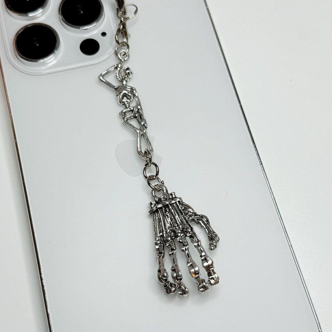 Halloween Skeletal Hand Phone Charm Strap: Spooky Gothic Keychain - Etsy