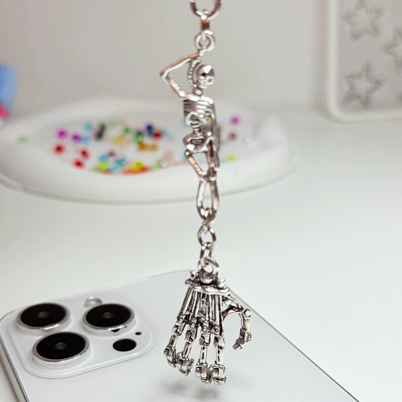 Halloween Skeletal Hand Phone Charm Strap: Spooky Gothic Keychain - Etsy