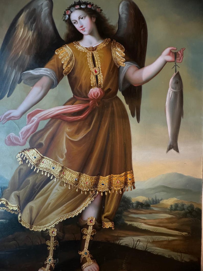 Archangel Raphael Reflection Painting on Canvas Cusco School of Art ...