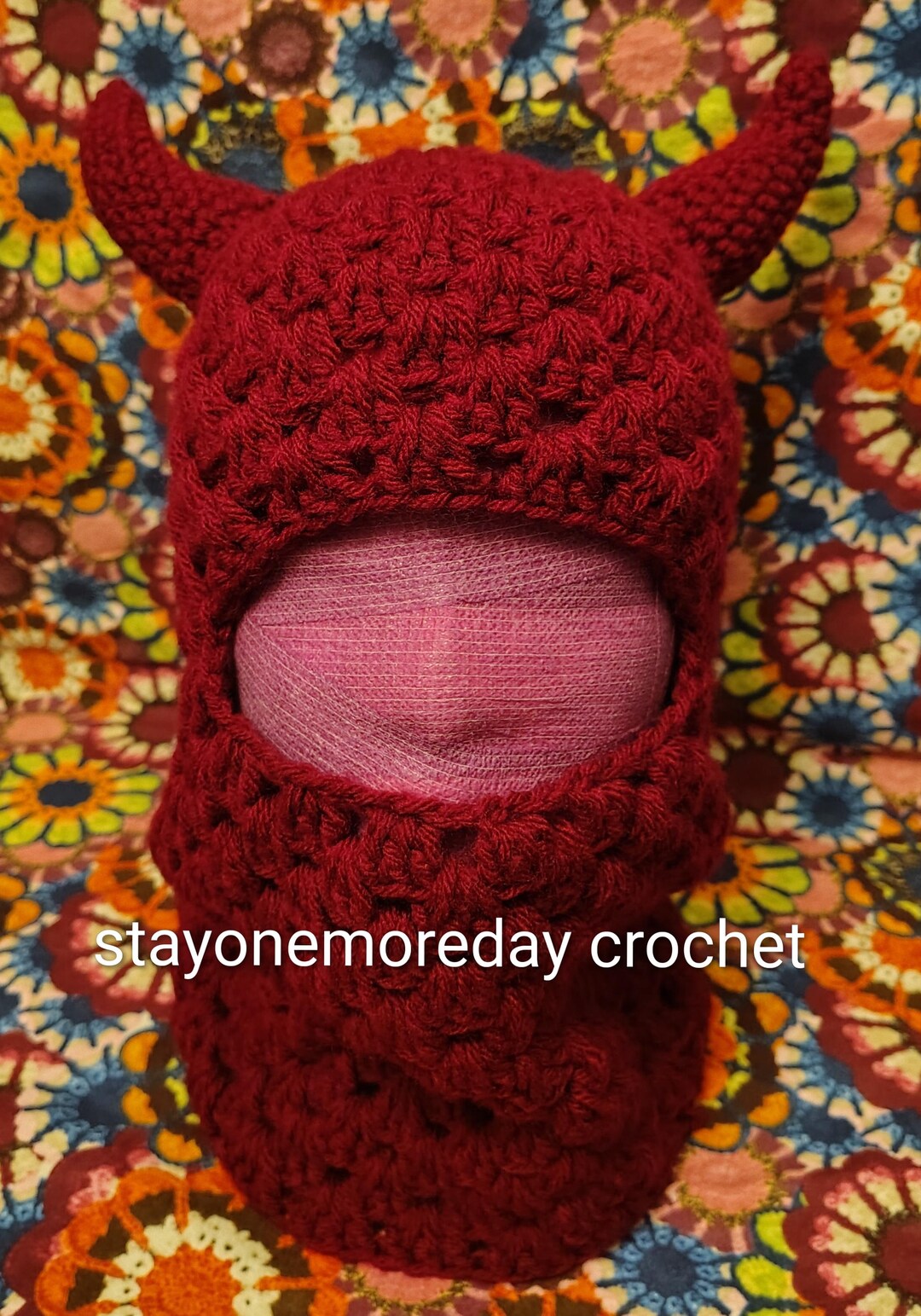 Granny Stitch Ski Mask With Horns - Etsy