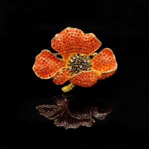 Art Deco Brooch, 3D Flower Brooch, Orange Brooch, Pastoral Brooch, Coat ...