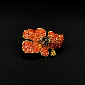 Art Deco Brooch, 3D Flower Brooch, Orange Brooch, Pastoral Brooch, Coat ...