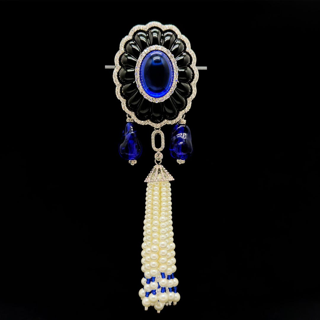 Vintage Brooch,art Deco Brooch,french Brooch,sapphire Brooch,pearl ...