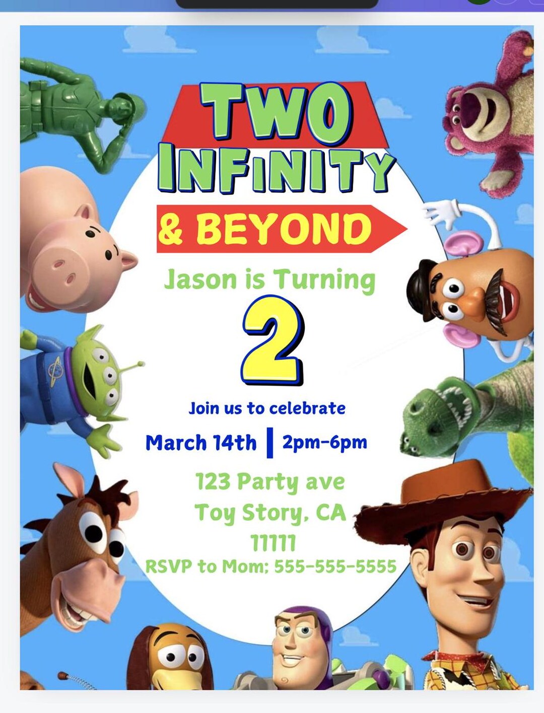 Toy Story 2nd Birthday Invitation - TWO Infinity & Beyond - Etsy