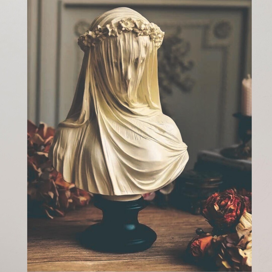 The Veiled Lady Gothic Sculpture Bust Cloaked Woman Statue Macabre Art ...