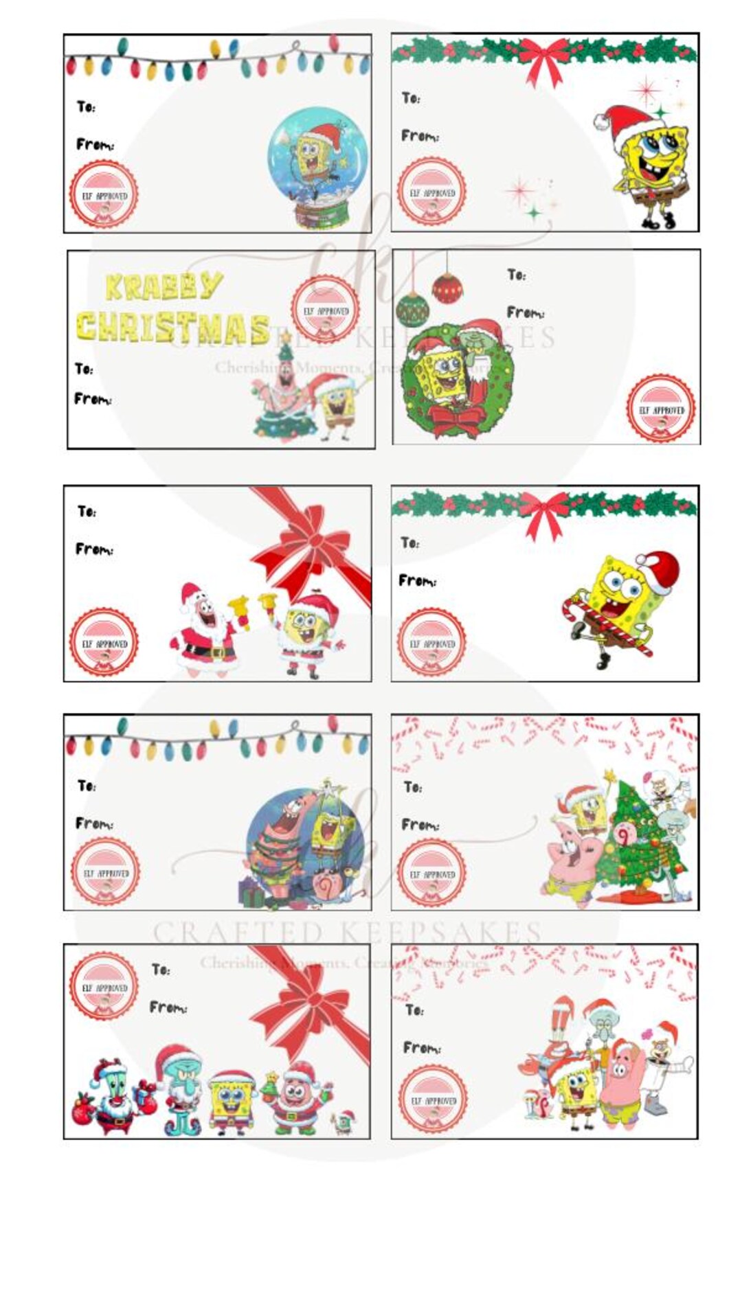 Spongebob Christmas Gift Tags Printable | Spongebob Holiday Tags | Kids ...