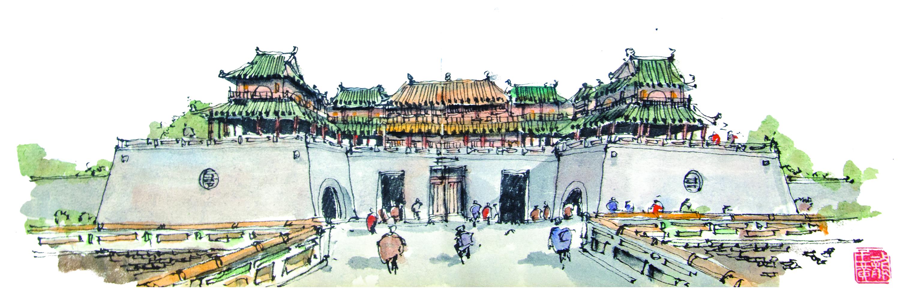 Vietnam Skech, Sketch of Ngo Mon - Hue, City Sketch, Line and Water ...