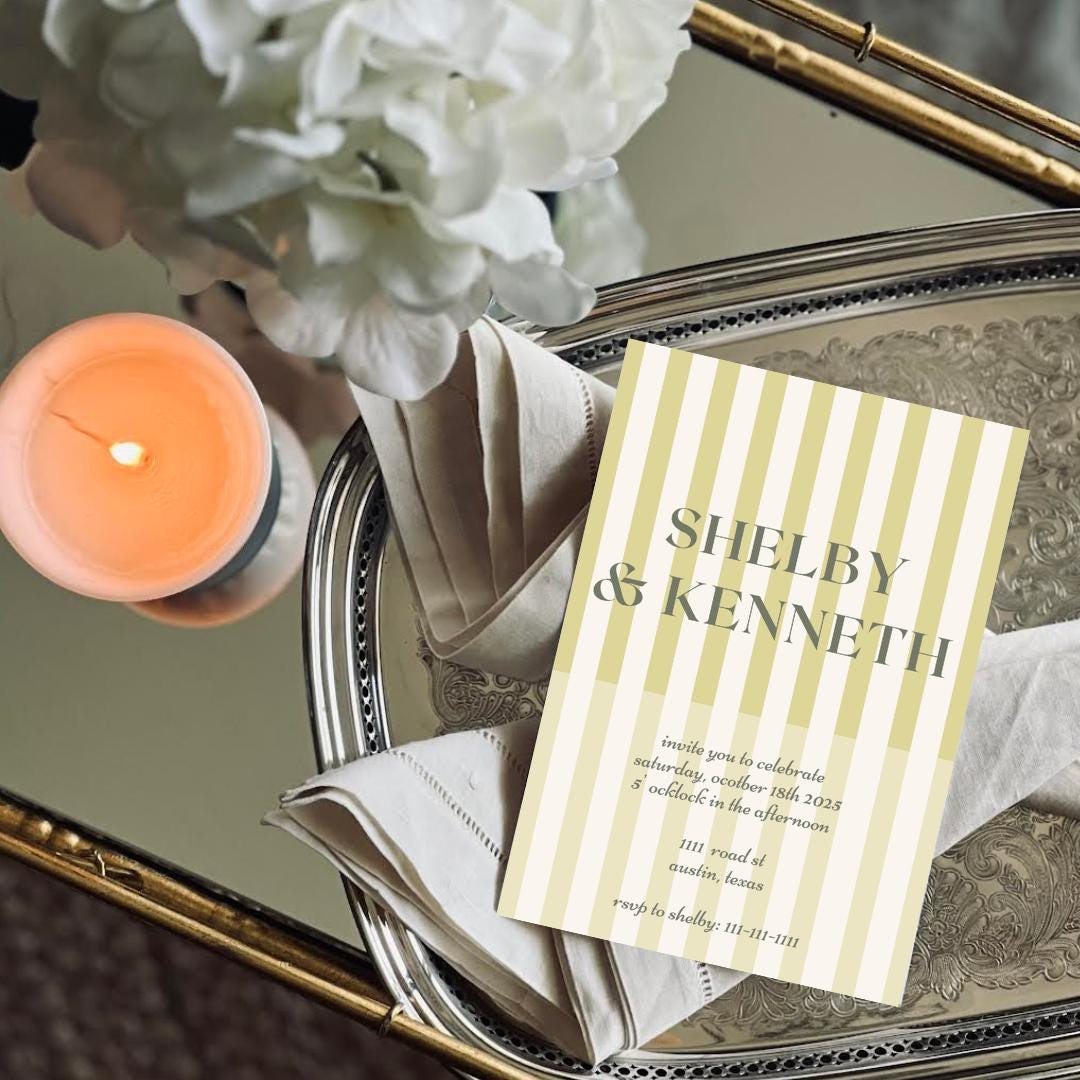 Celebration Stripes Invitation Template - Chartreuse - Etsy