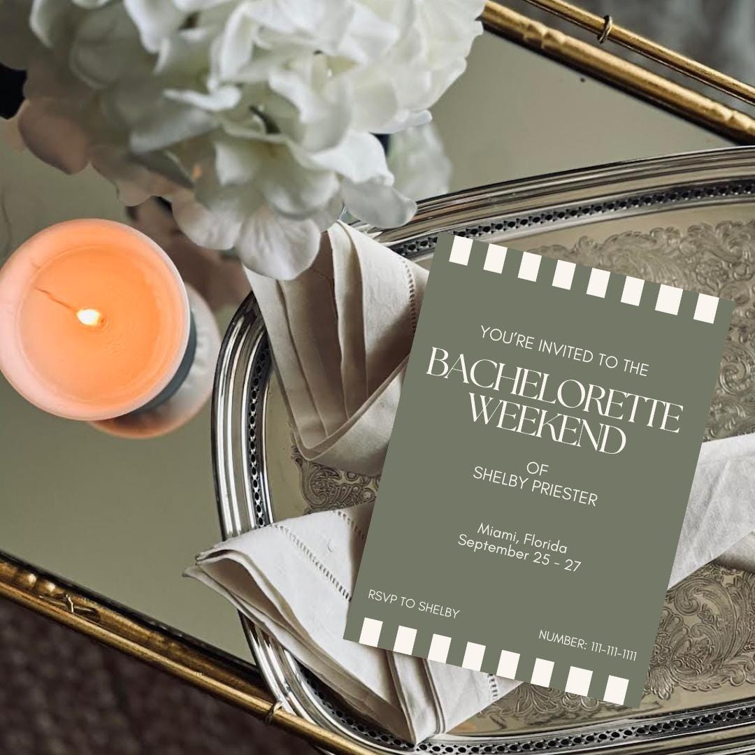 Bachelorette Weekend Invitation Template - Forrest Green - Etsy