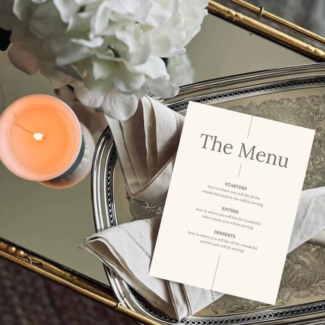 Simple Lines Dinner Menu Template - Forrest Green - Etsy