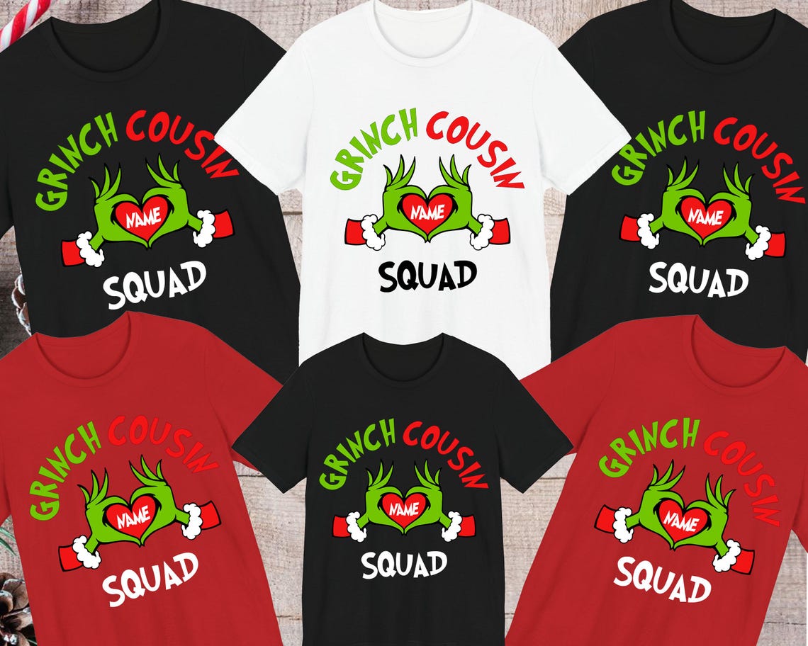 Grinch Cousin Squad Christmas Custom Matching Shirts, Grinchmas Crew ...