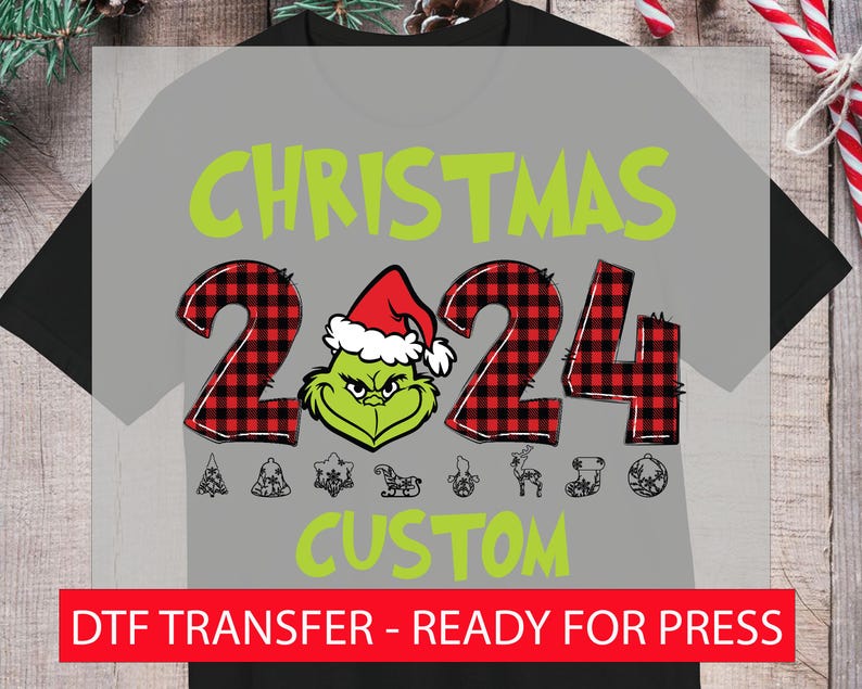 Grinch Family Christmas 2024 Custom Matching Dtf Transfer, Ready to Press, Personalized ...