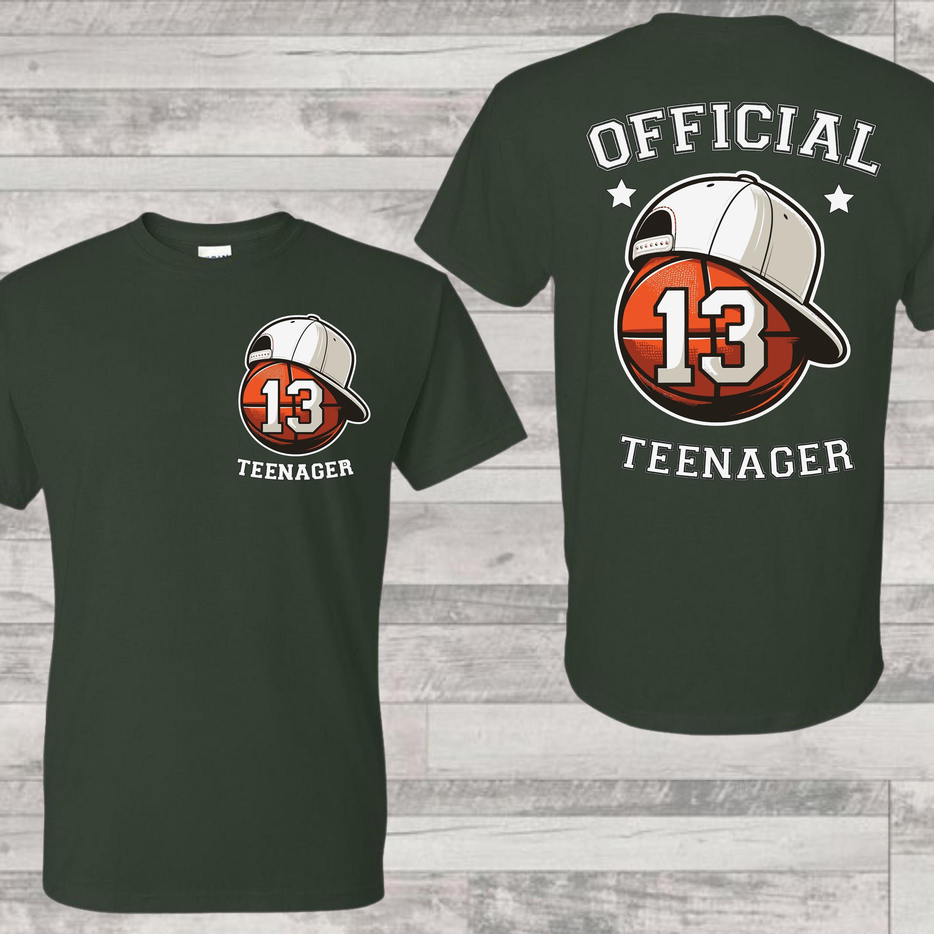 Official Teenager Basketball and Cap 13th Birthday T-shirt, Basketball ...