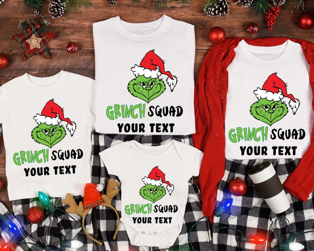 Grinch Squad Christmas Custom Family Matching Shirts, Grinchmas Crew ...