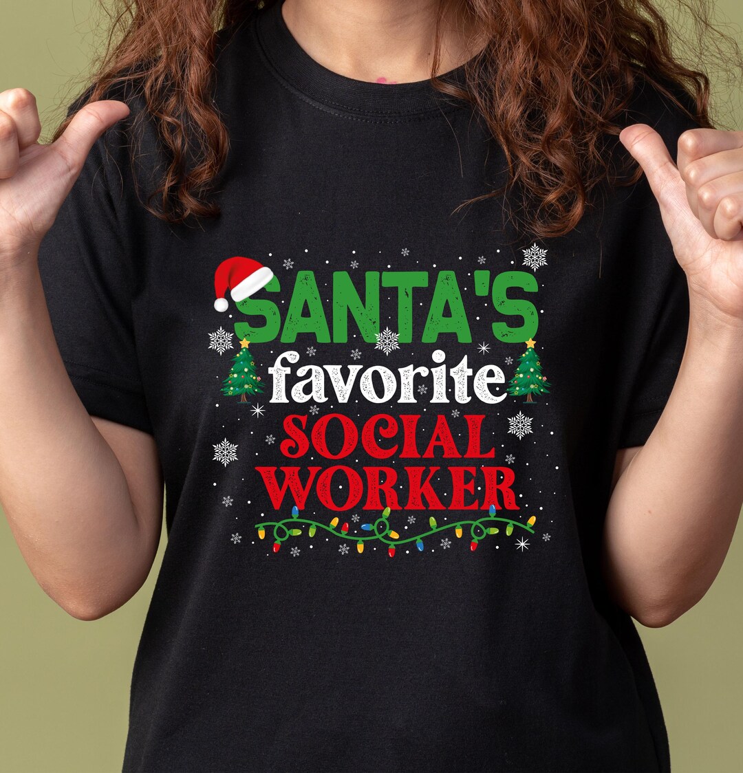 Santa's Favorite Social Worker T-shirt ,social Worker Christmas Shirt, Social Worker Tee, Social ...
