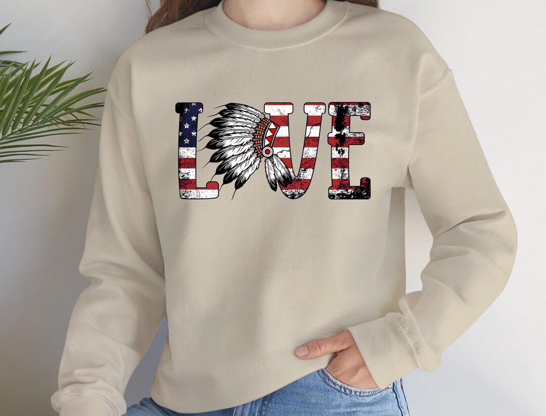 Native American Headdress Love Sweatshirt, Indigenous Sweater, Heritage ...