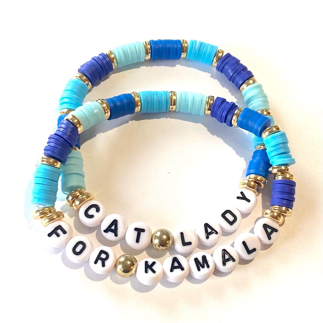 Cat Lady for Kamala Two Bracelet Set Vote Blue Vote Democrat Election ...