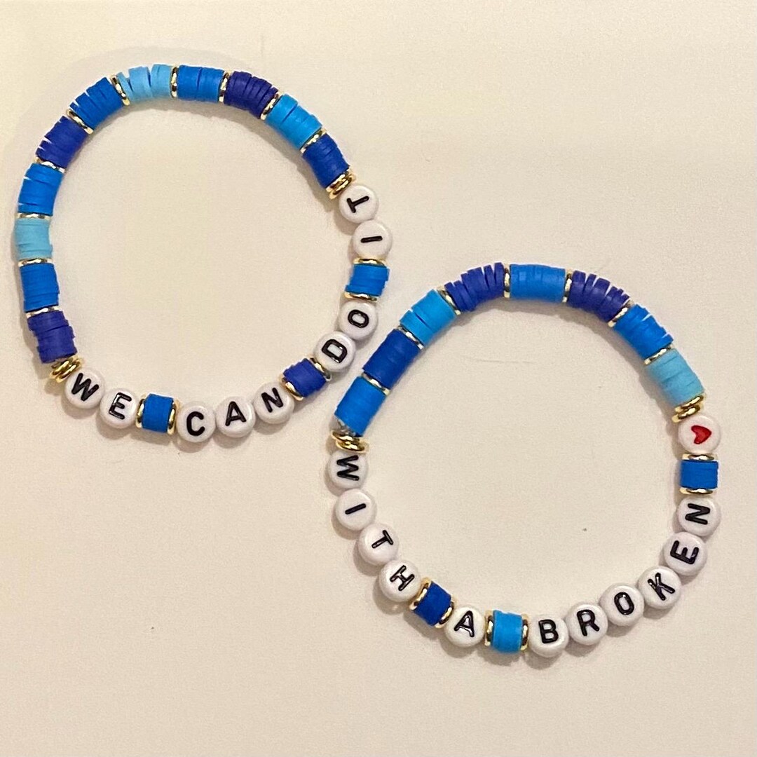 WE CAN DO It With a Broken (heart) - 2 Piece Blue Friendship Bracelet ...