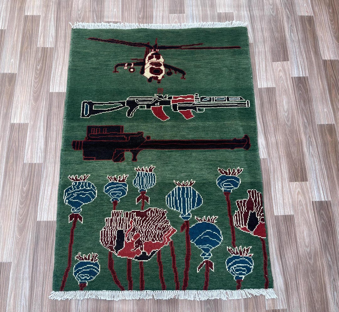 29x311 Handmade Afghan War Rug Fall of Afghanistan Rug Green Oushak ...