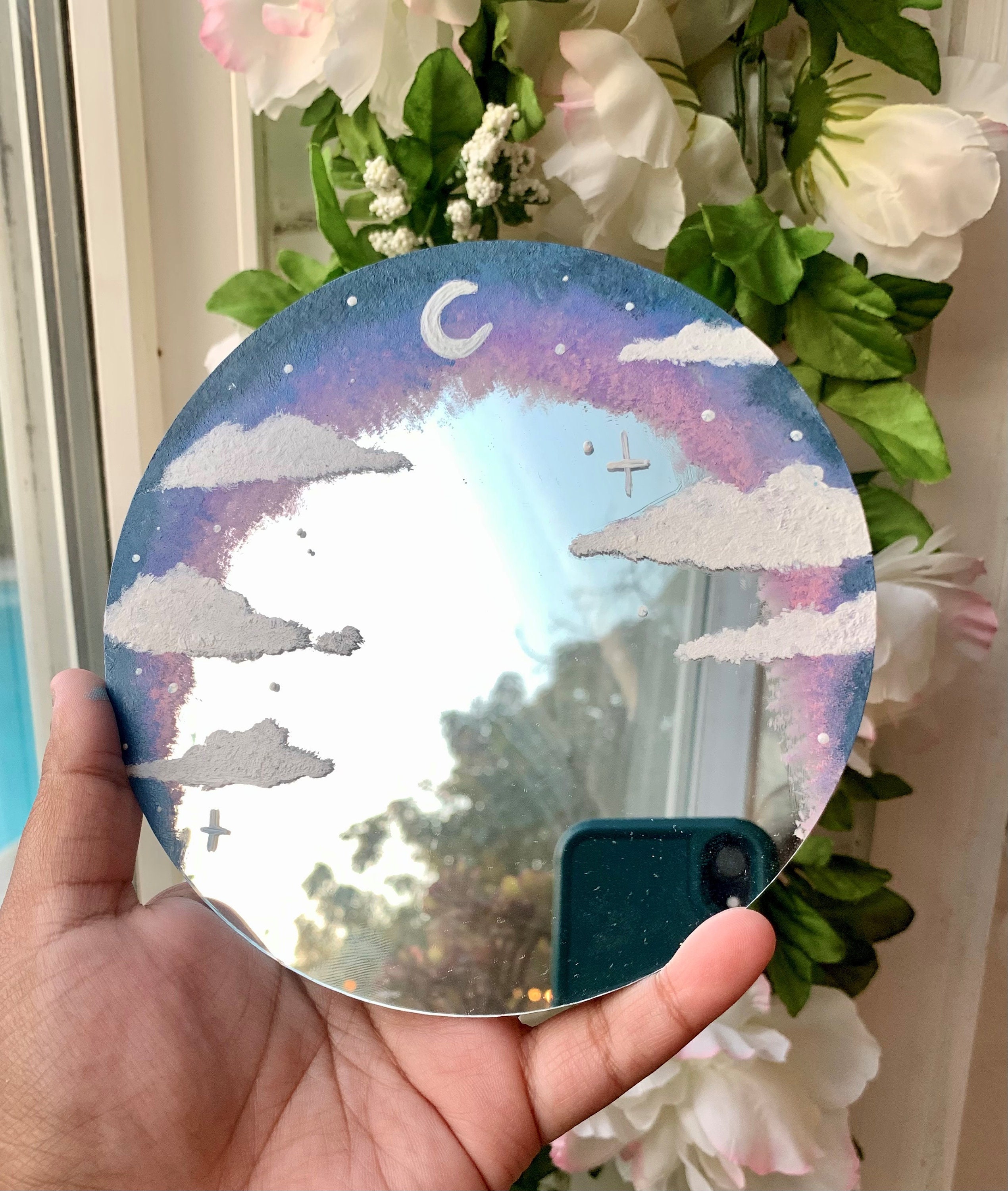 Clouds/ Hand Painted Mirror/ Night Sky - Etsy