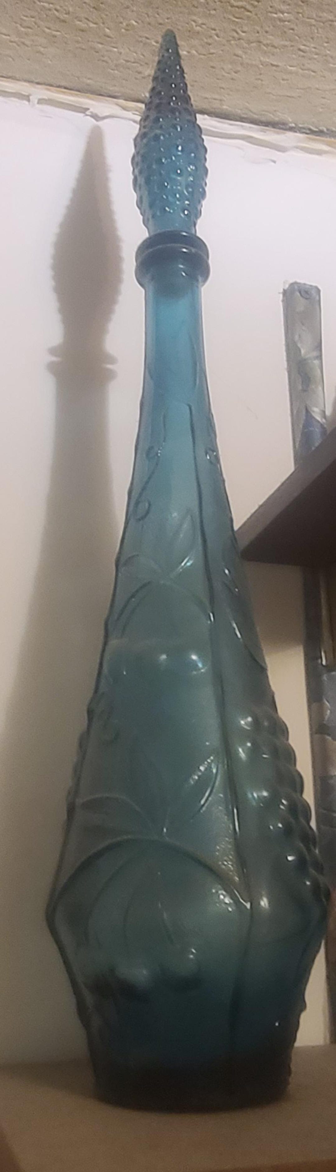 Italian Glass Genie Style Bottle Blue - Etsy