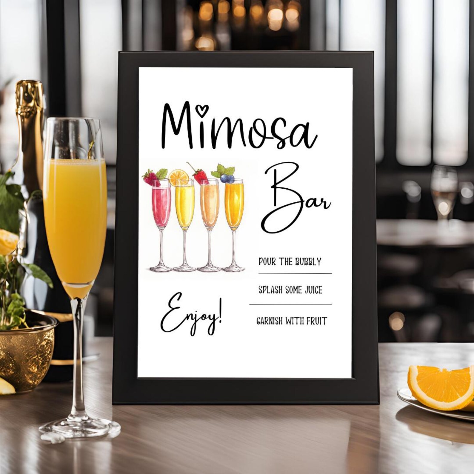 Minimalist Mimosa Bar Sign, Modern Mimosa Bar Sign, Baby Shower Mimosa ...