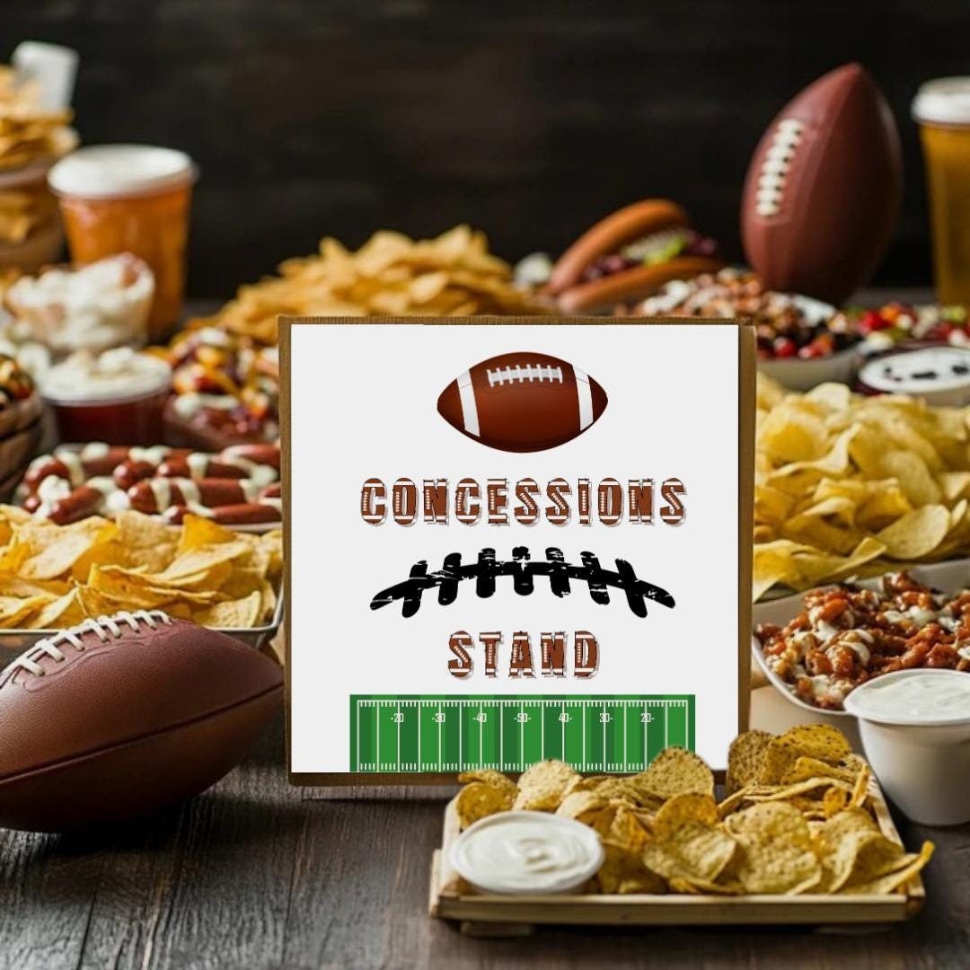 Football Concessions Sign, Food Signs, Super Bowl Party Sign, Snack ...