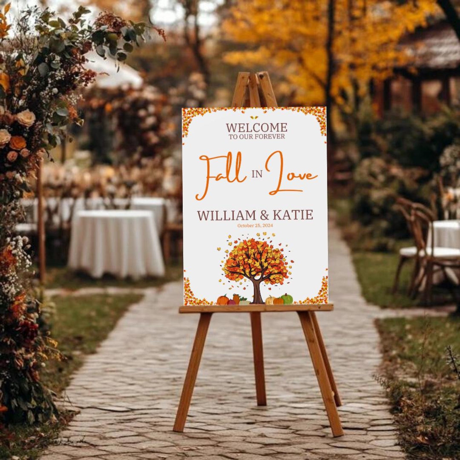 Classic Fall Wedding Welcome Sign | Minimalist Modern | Autumn Themed ...