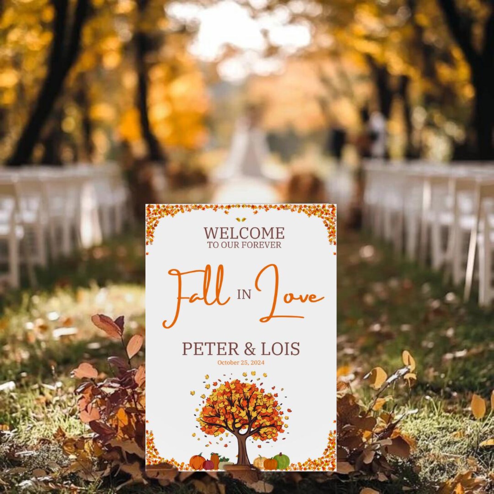 Classic Fall Wedding Welcome Sign Minimalist Modern Autumn Themed ...